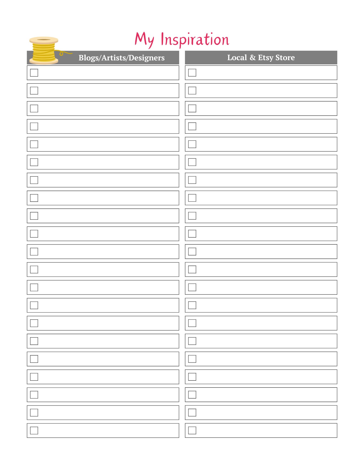 Planner for My Craft, Printable, for Your Sewing and Craft Projects ...
