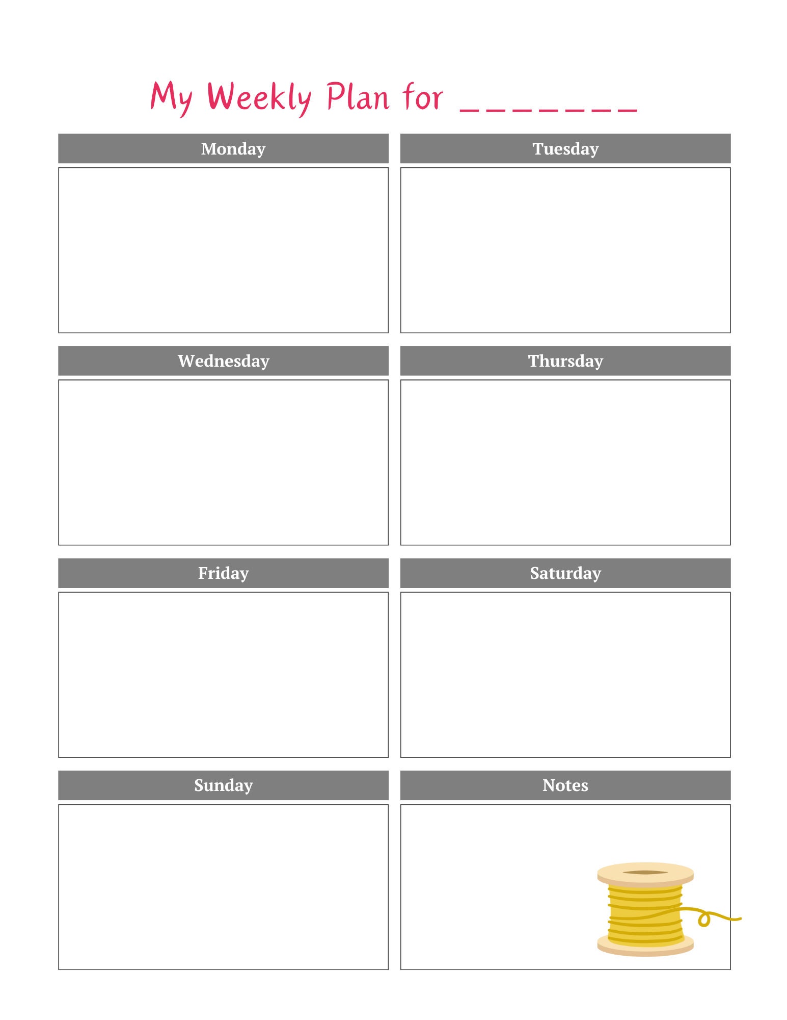 Planner for My Craft, Printable, for Your Sewing and Craft Projects ...