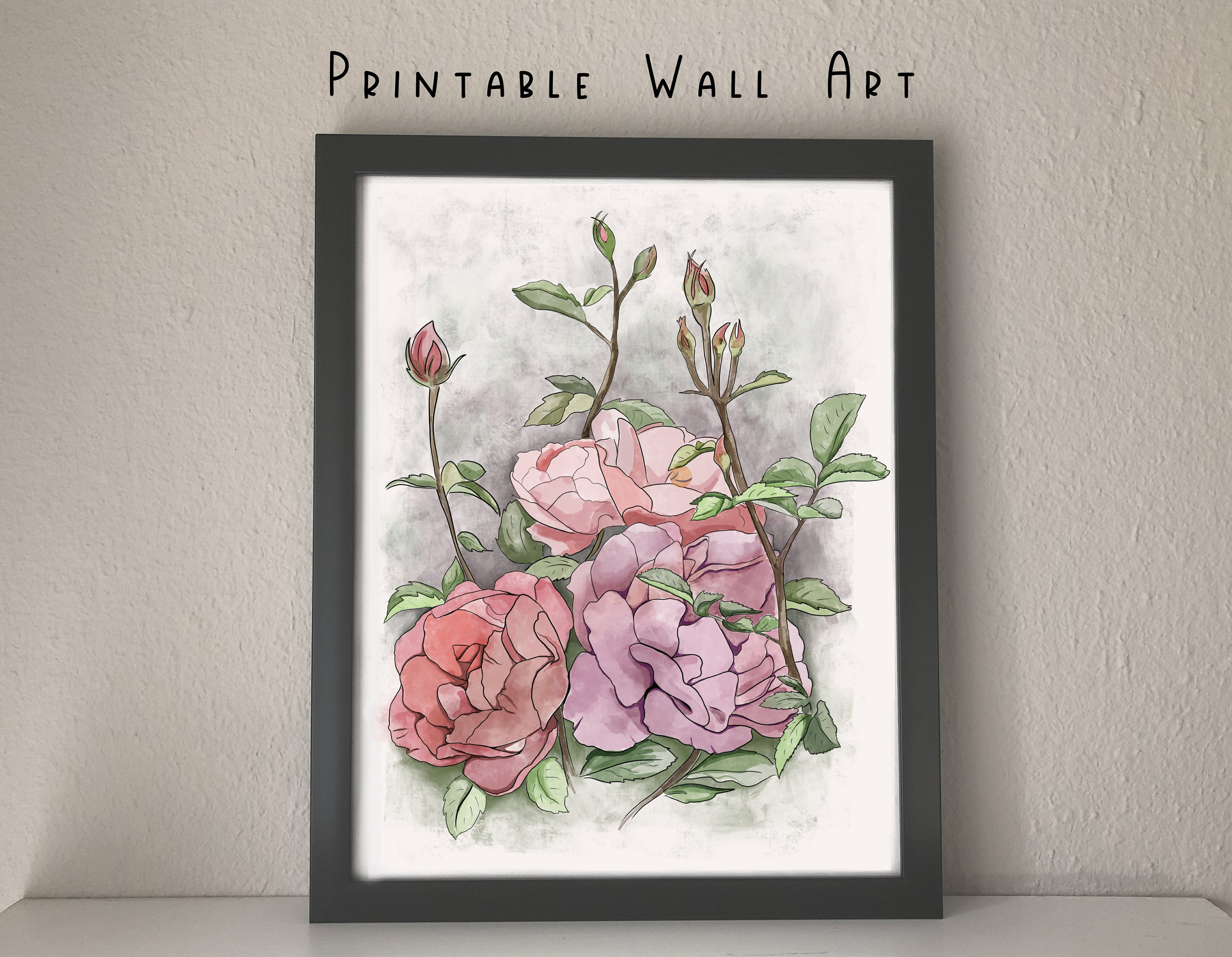 Instant Download/ Roses Printable Wall Art/ Floral Design - Etsy
