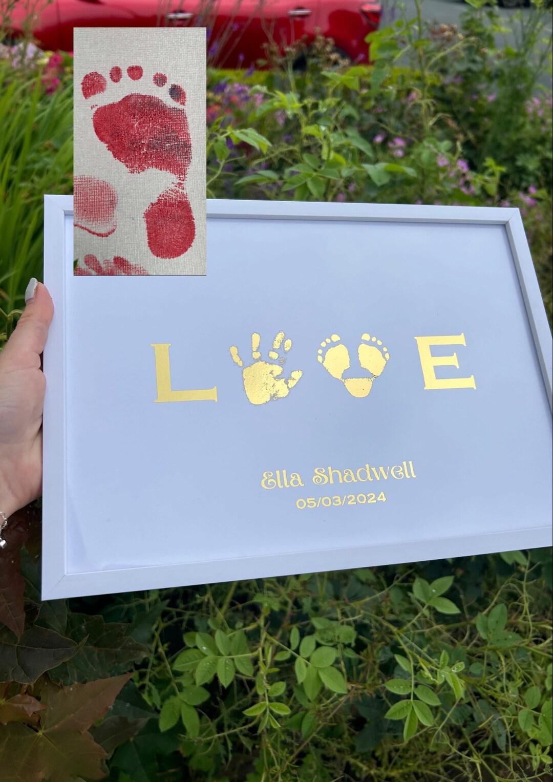Personalised Baby Footprint, Handprint, Foiled Real Foot Print, Gift ...