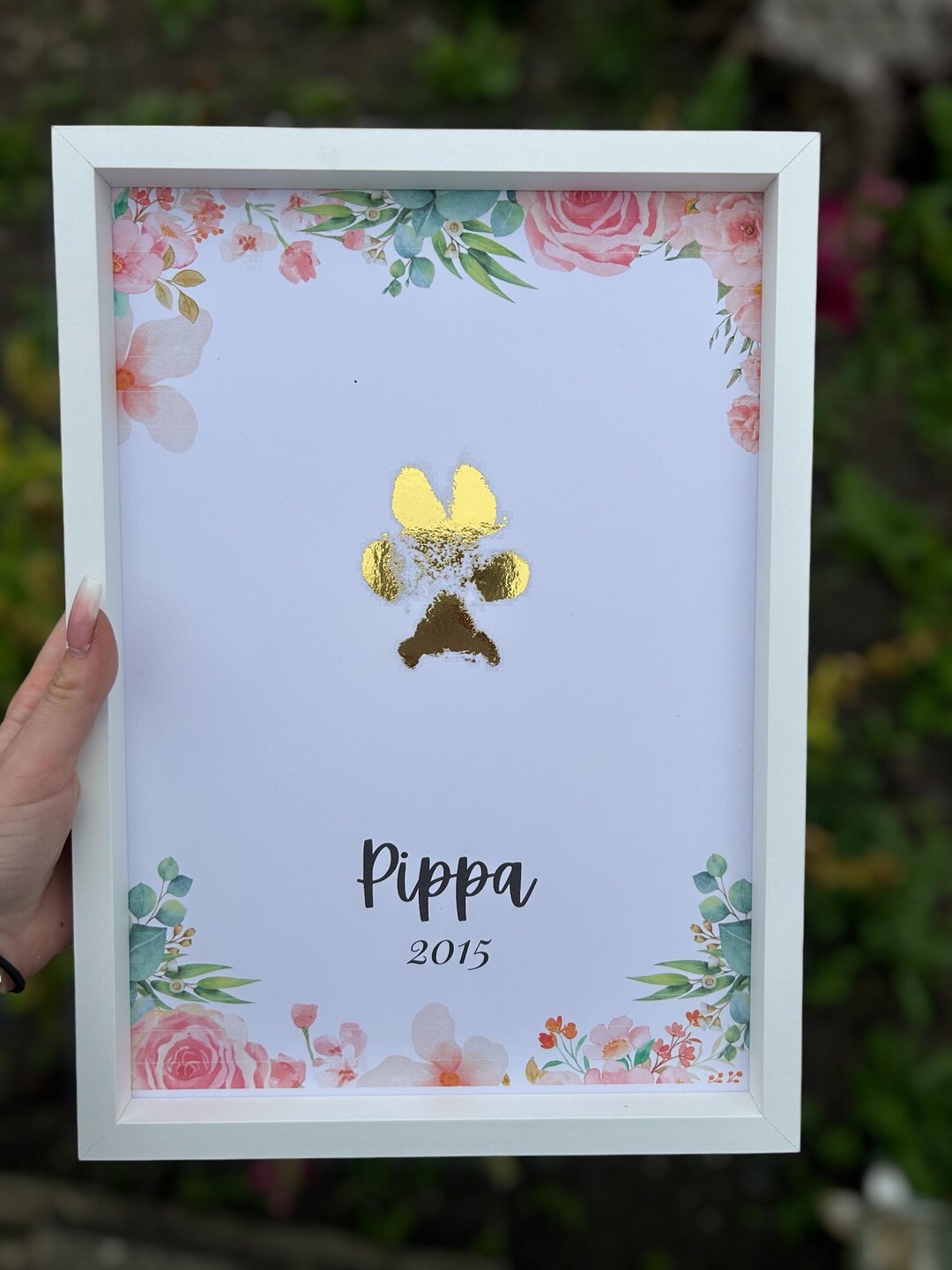 A4 Custom Foiled Paw Print, Nose Print, Pet Loss, Wall Print, Gold ...