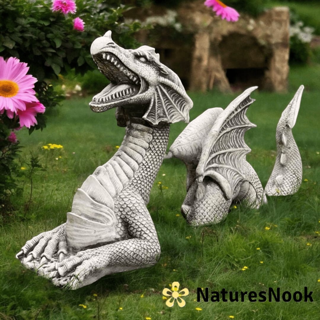 Large Dragon Gothic Dragon Garden Decor Statue of A Dragon Lawn Statue ...