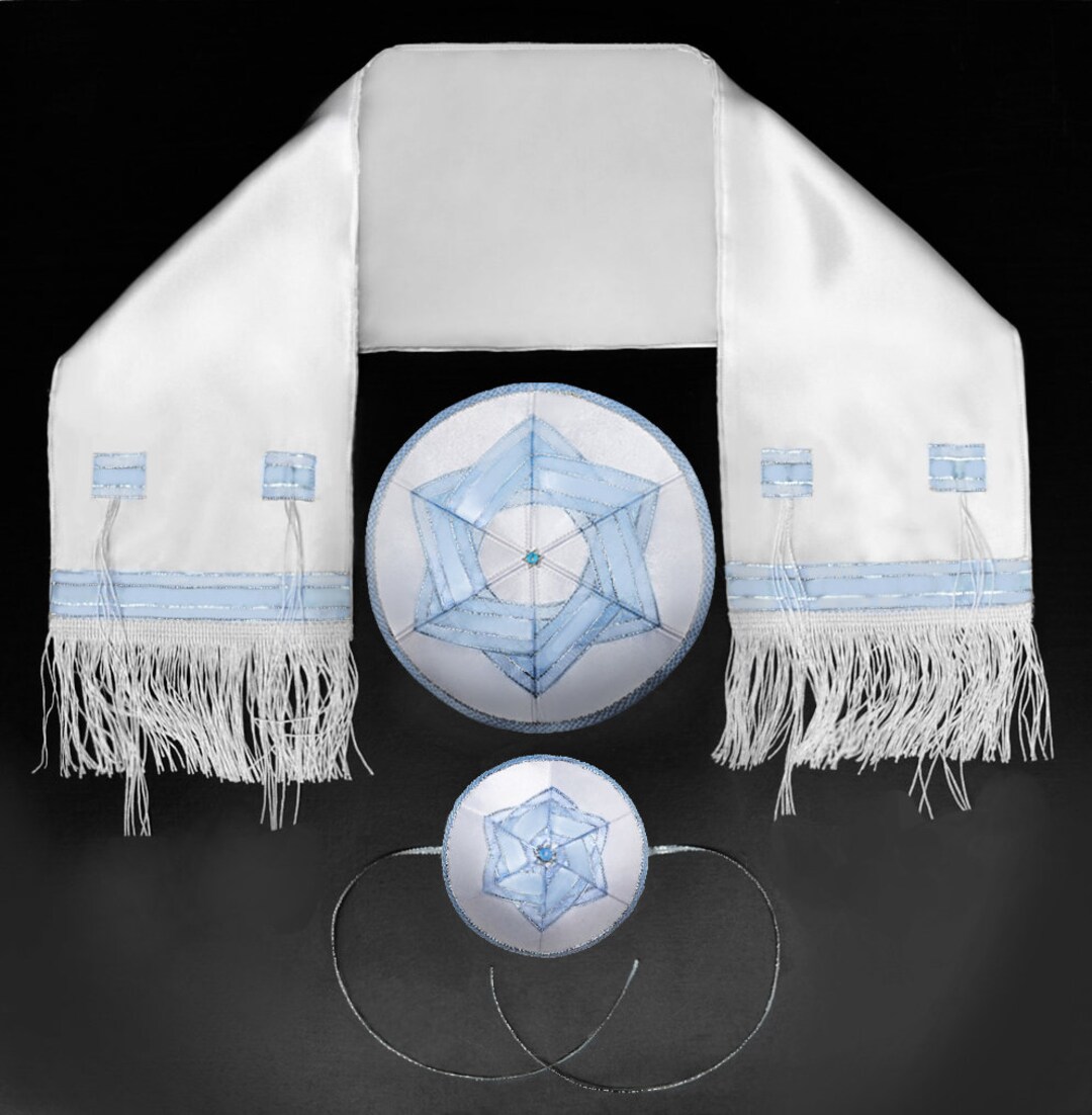 David Star Father and Son Kippot and Tallit Set | Brit Milah • Bris ...