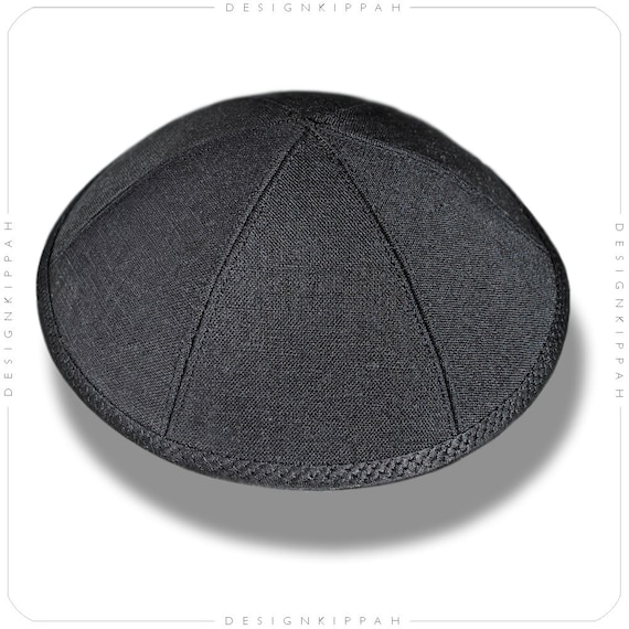 Black Linen Kippah Jewish Wedding Bar Mitzvah Shabbat | Etsy