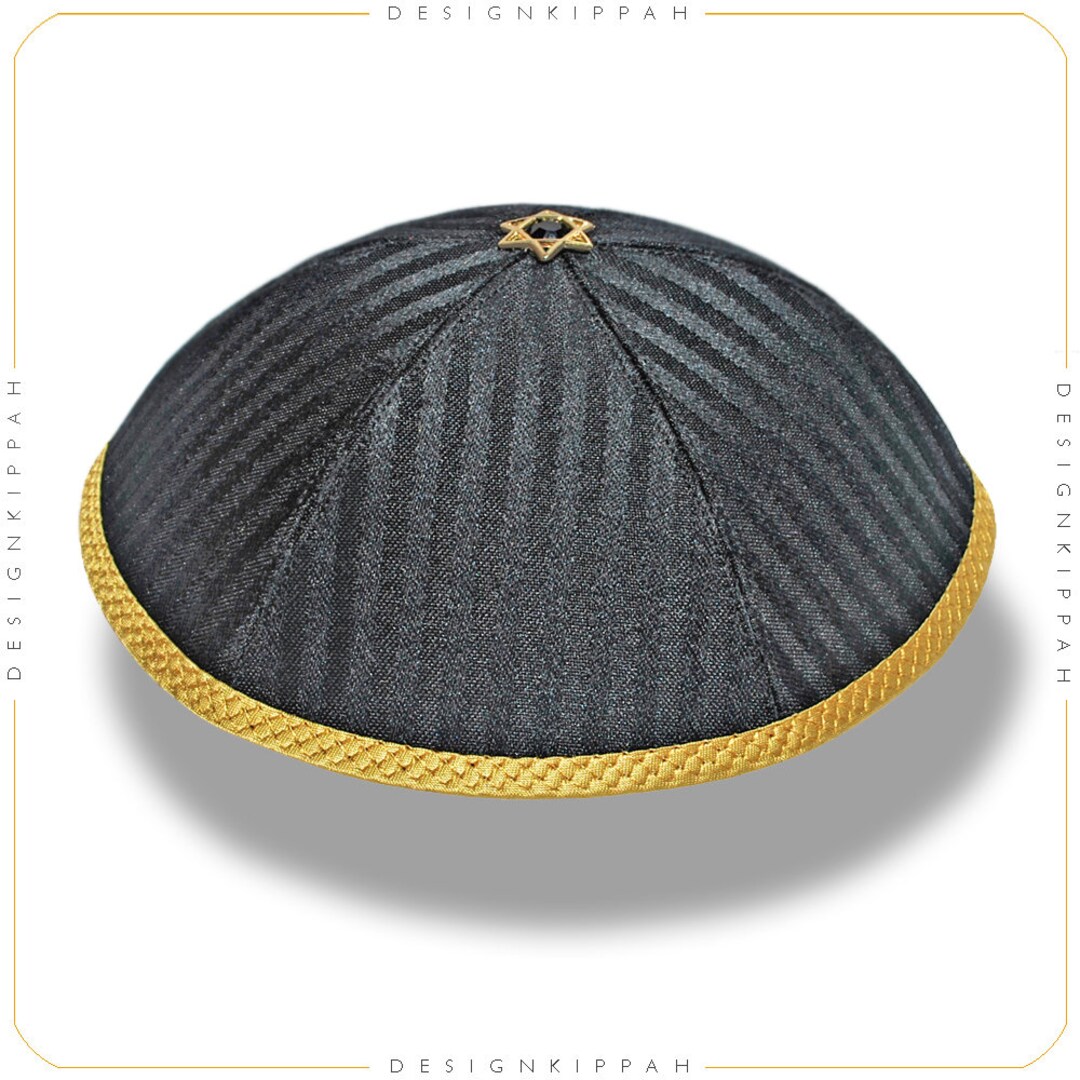 Black & Gold Kippah : Handmade Judaica Gift With David Star - Etsy