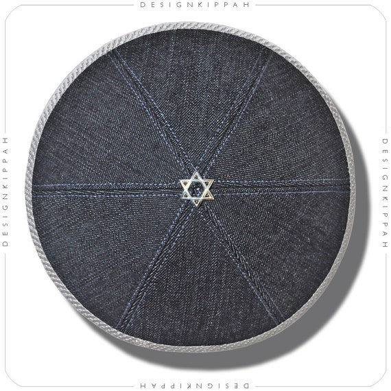 Navy Blue Denim Kippah Jewish Wedding Bar Mitzvah | Etsy
