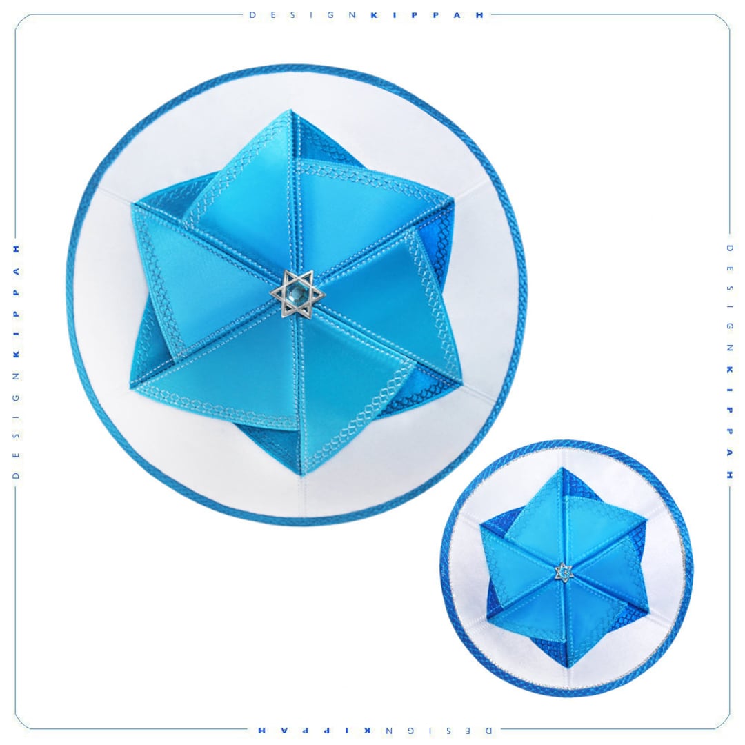 White - Blue David Star Kippah • Father and Son Set | Brit Milah _ Bris ...