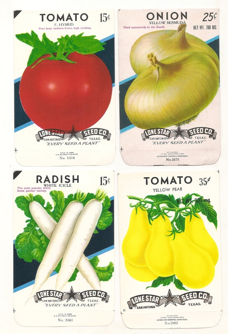 72 Old Vintage Vegetables Seed Packets Lone Star Seed Co. San | Etsy