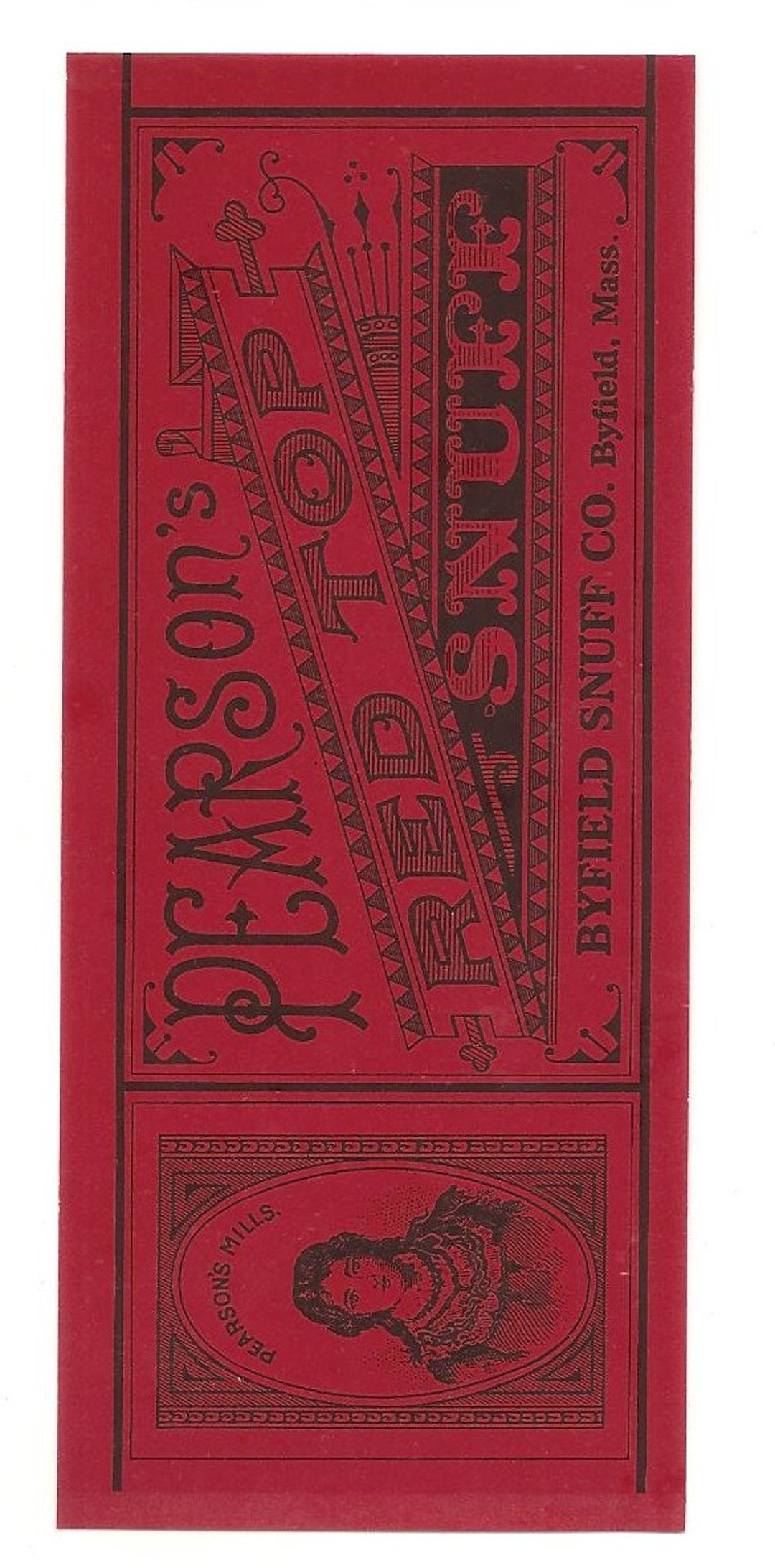 25 Old Pearsons RED TOP Snuff Labels Byfield Snuff Co. Byfield Mass ...