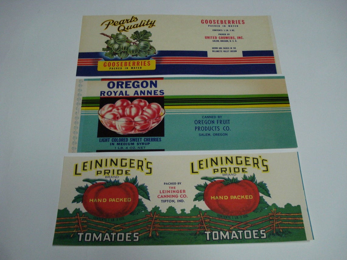 65 Old VINTAGE CAN LABELS - All Different. - Etsy