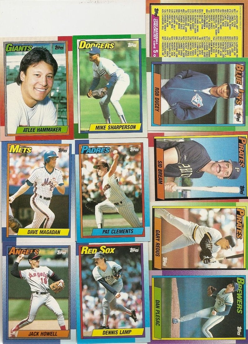 163 Old Vintage 1990 Topps Baseball Picture Cards - Etsy