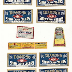 61 Old Vintage DIAMOND INK Co. LABELS - Green Stamp Ink , Cement ...