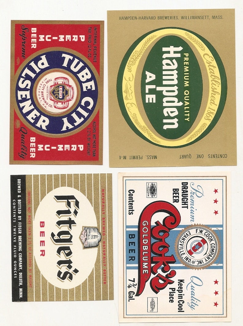 23 VINTAGE Old BEER LABELS | Etsy