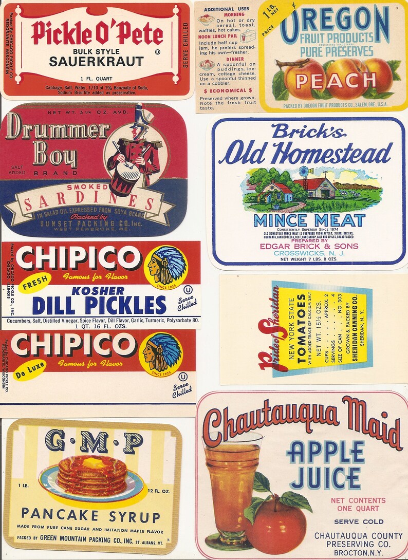 132 VINTAGE PRODUCT Labels , Tuna, Olives , Spices, Soda, Beer, Tobacco ...