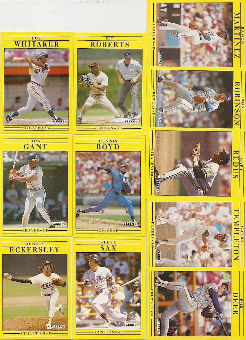 263 Old VINTAGE 1991 Fleer BASEBALL PICTURE Cards - Etsy