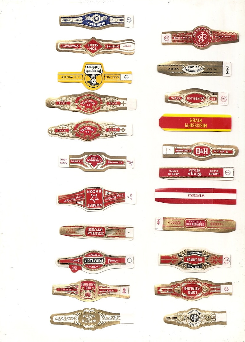 228 Cigarbands Labels New Old Stock Cigar Bands Lithographed Etc ...