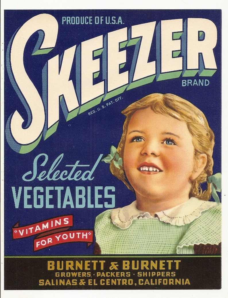10 Different Old Vegetable Crate Labels SKEEZER sky WONDER | Etsy