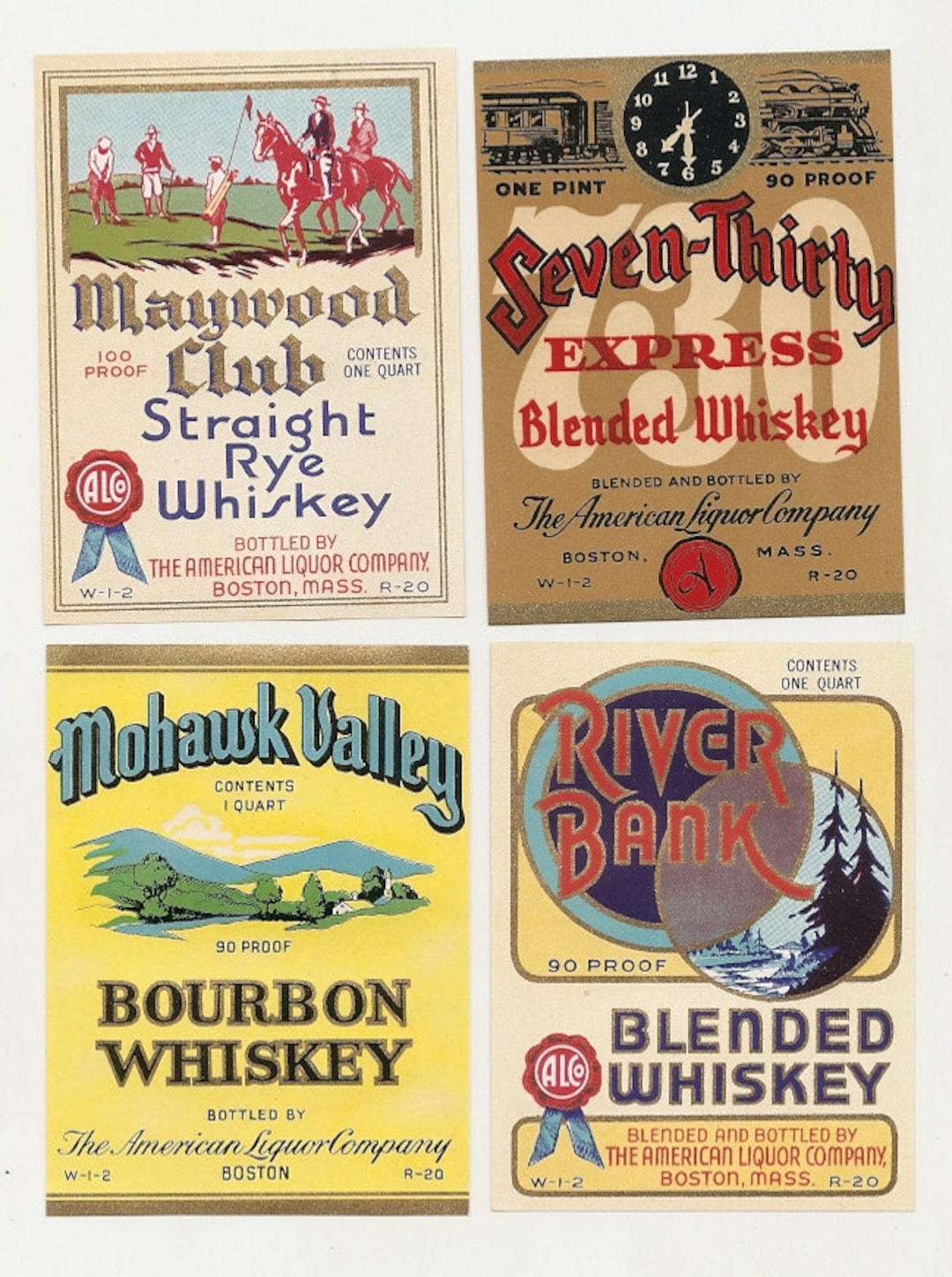 25 Old Vintage 1930's Plus WHISKEY / Vodka / Gin BOTTLE LABELS Etc ...