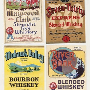 48 Old Vintage WHISKEY / Vodka / Gin / Beer BOTTLE LABELS Etc ...