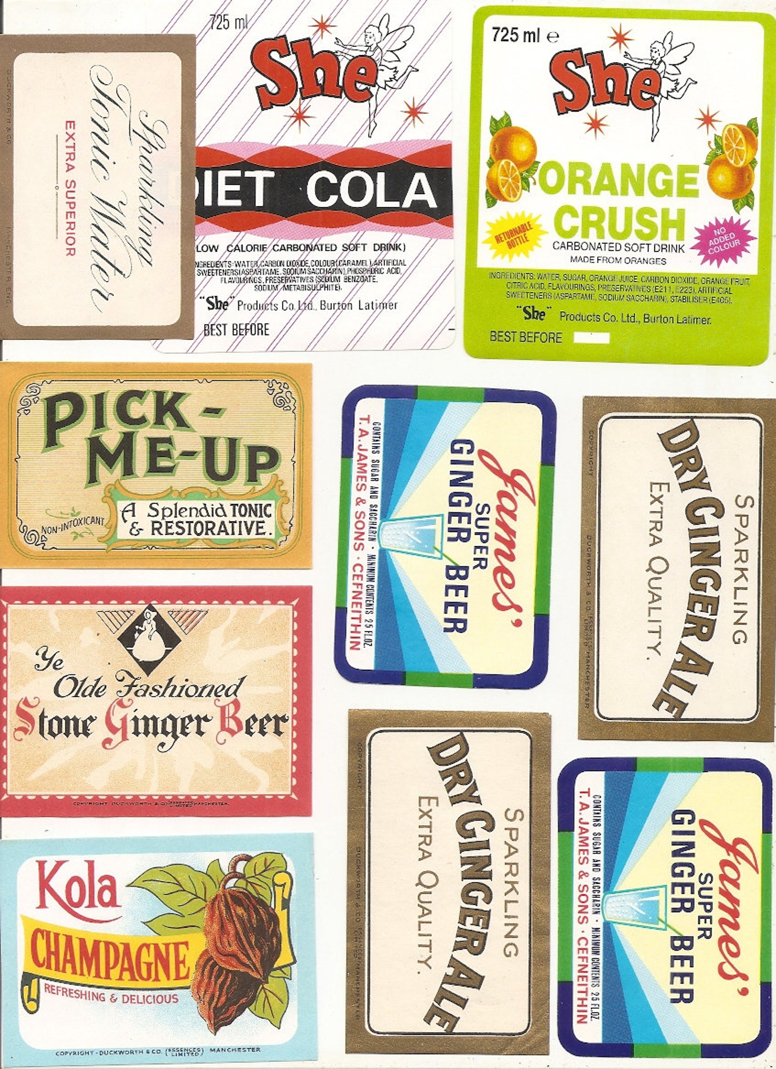115 Old Vintage ENGLISH SODA DRINK Etc... Labels - Etsy