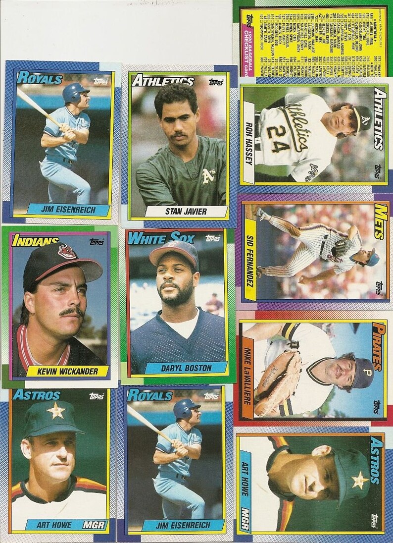 156 Old Vintage 1990 Topps Baseball Picture Cards - Etsy