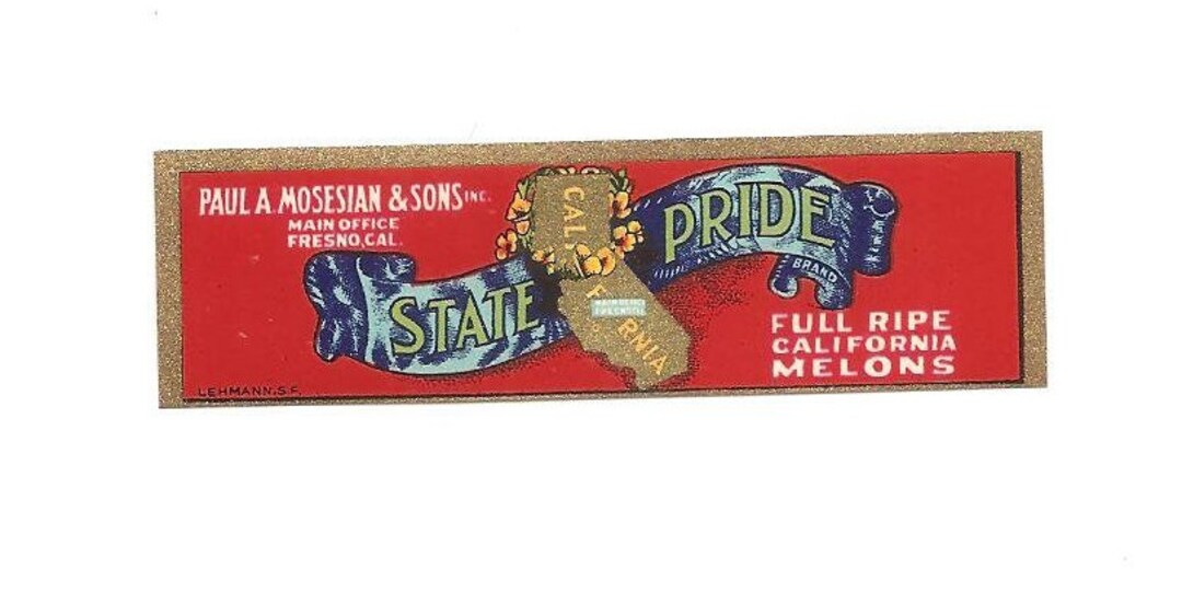 25 Old Vintage 1940's STATE PRIDE California Melons Fruit Labels ...