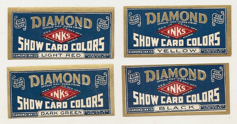 61 Old Vintage DIAMOND INK Co. LABELS Green Stamp Ink - Etsy