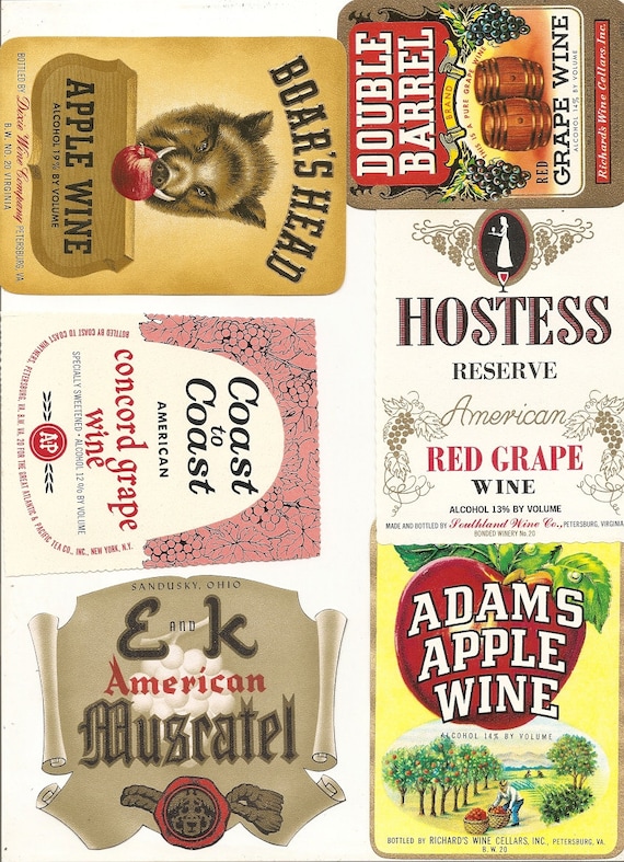 62 Old 1940's Plus WINE Labels .all U.S. Virginia OHIO | Etsy