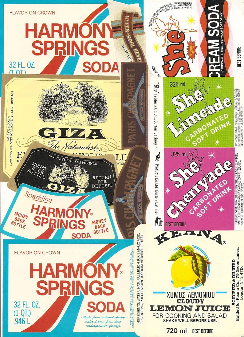 56 old vintage Soda juice etc..LABELS PEPPER UP She | Etsy