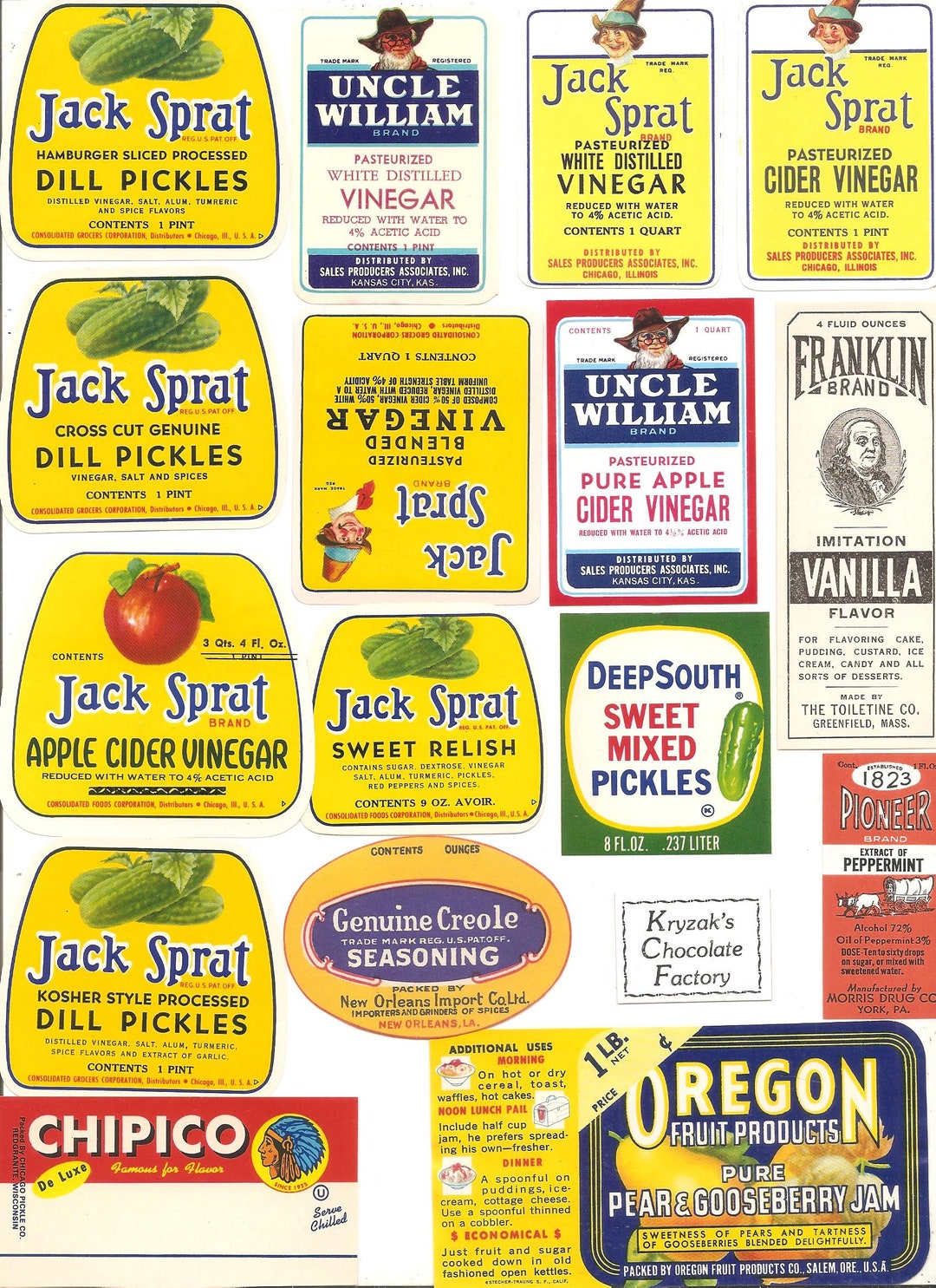 110 Vintage Product Brand Labels , Tuna, Pickles , Vinegar, Soda, Beer ...