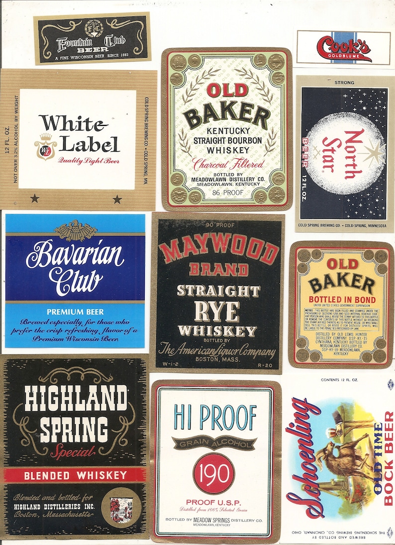 45 Old VINTAGE Whiskey/beer/liquor Labels Etc... - Etsy