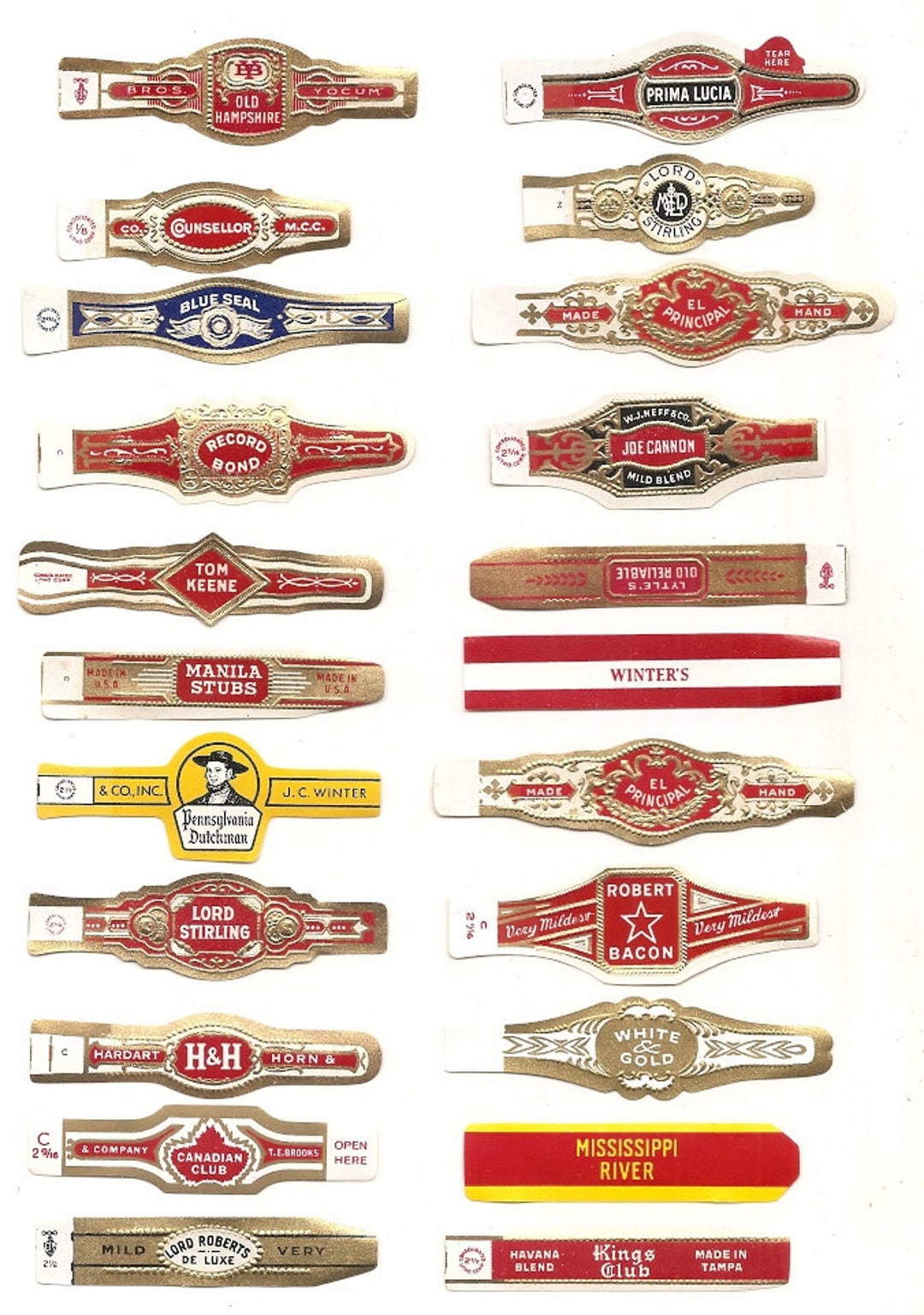 220 CIGAR BANDS Labels New Old Stock Cigar Bands Lithographed in 1920 ...
