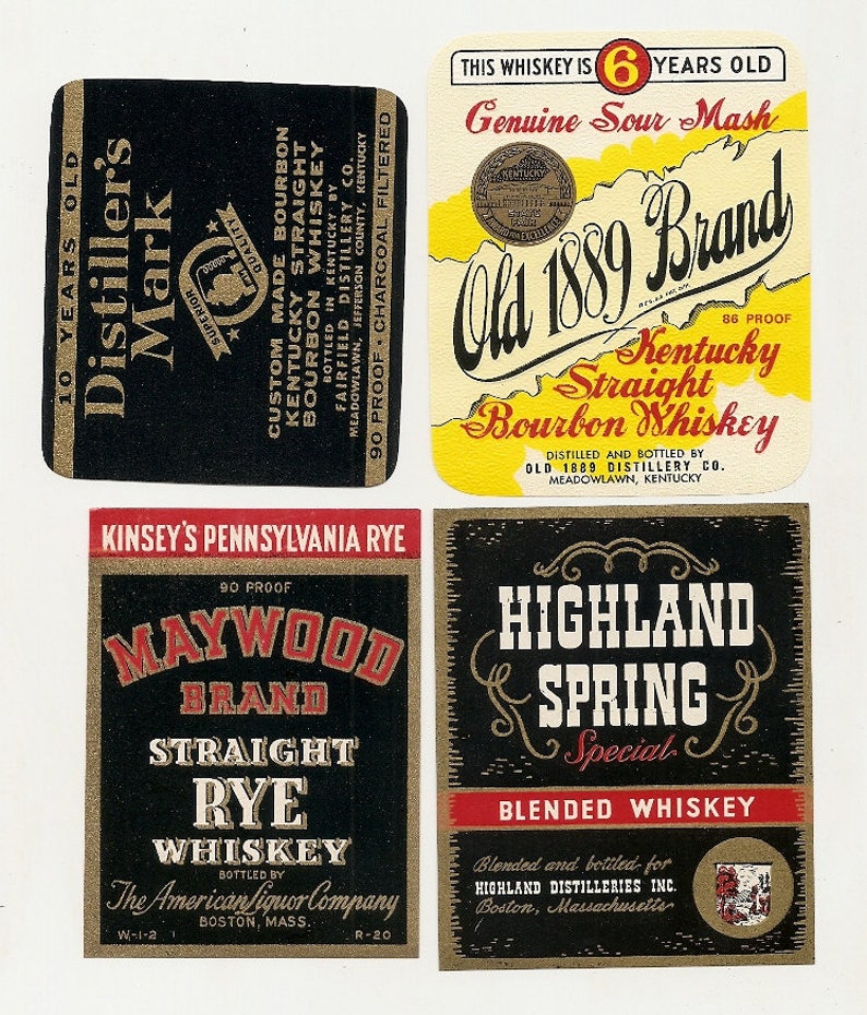 48 Old Vintage WHISKEY / Vodka / Gin / Beer BOTTLE LABELS Etc ...