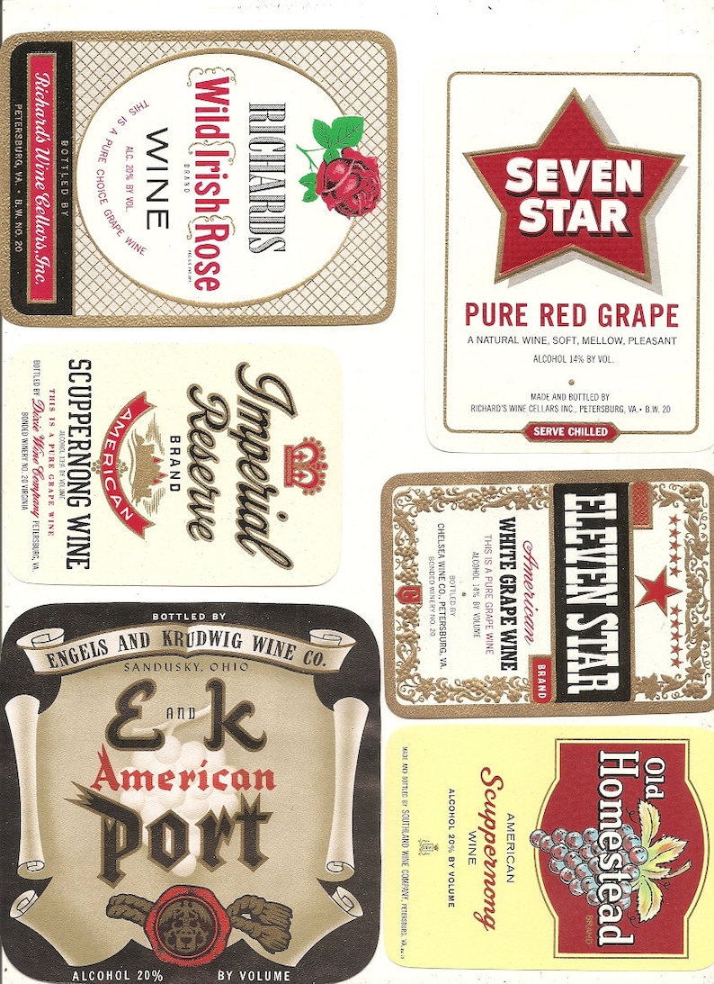 62 Old 1940's Plus WINE Labels .all U.S. Virginia OHIO | Etsy