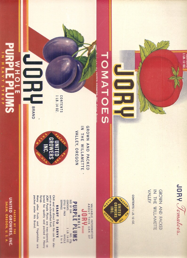 99 Old Vintage SALEM & FOREST Grove OREGON Fruit/vegetable Can Labels ...