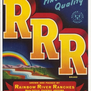 10 Different Old Vegetable Crate Labels ,RRR Rainbow River Ranches ...