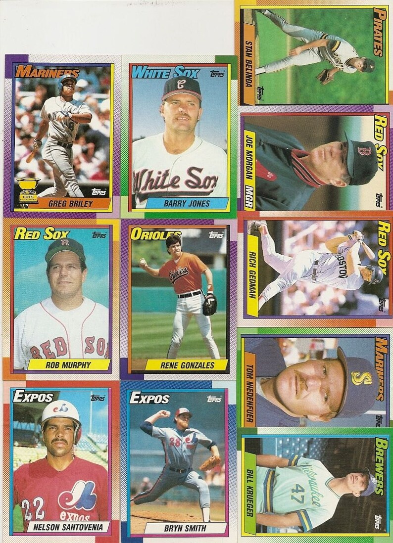 156 Old Vintage 1990 Topps Baseball Picture Cards - Etsy
