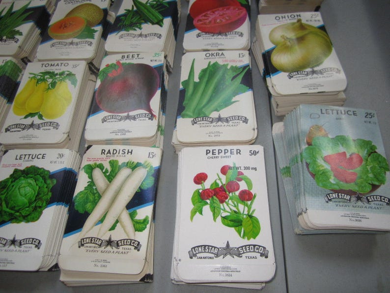 35 Different Old Vintage - Vegetable - SEED PACKETS Lone Star Seed Co ...