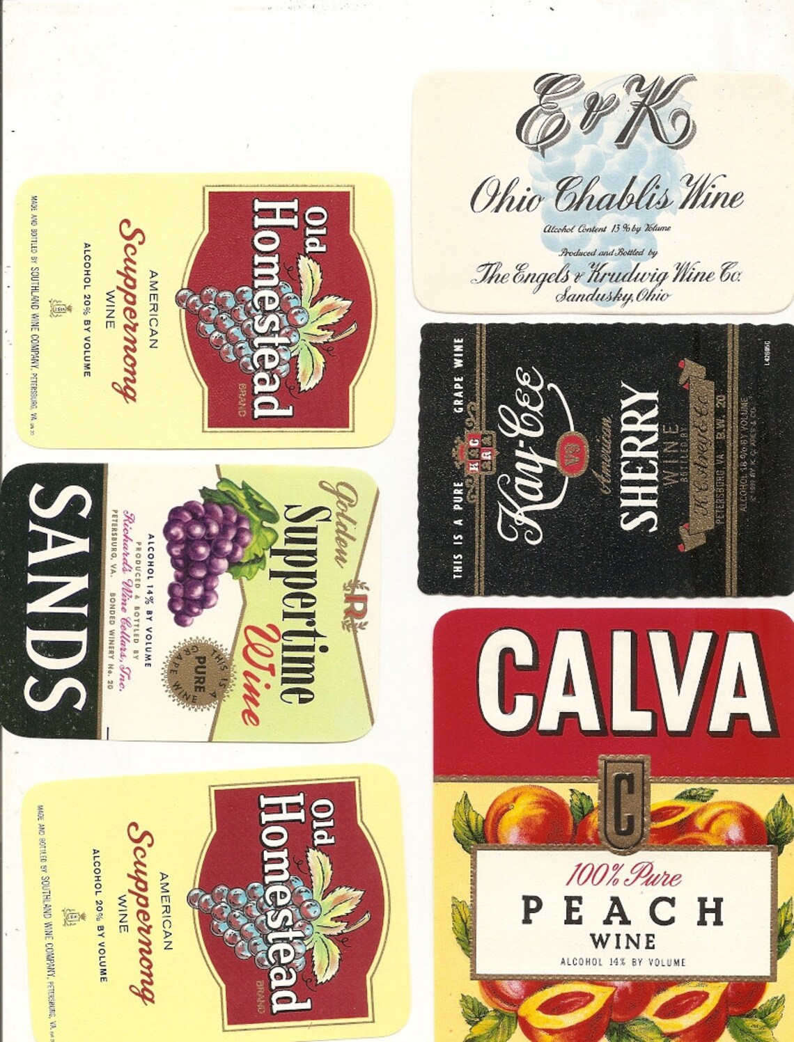 62 Old 1940's Plus WINE Labels .all U.S. Virginia OHIO | Etsy