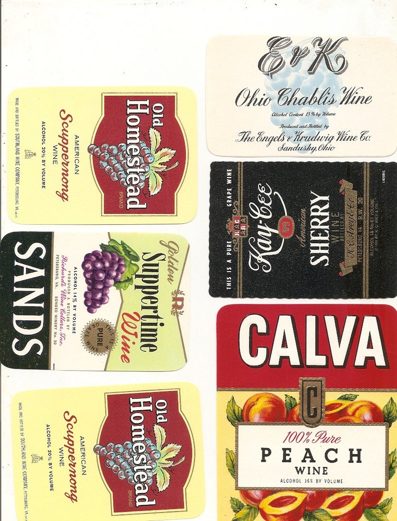 62 Old 1940's Plus WINE Labels .all U.S. Virginia OHIO - Etsy