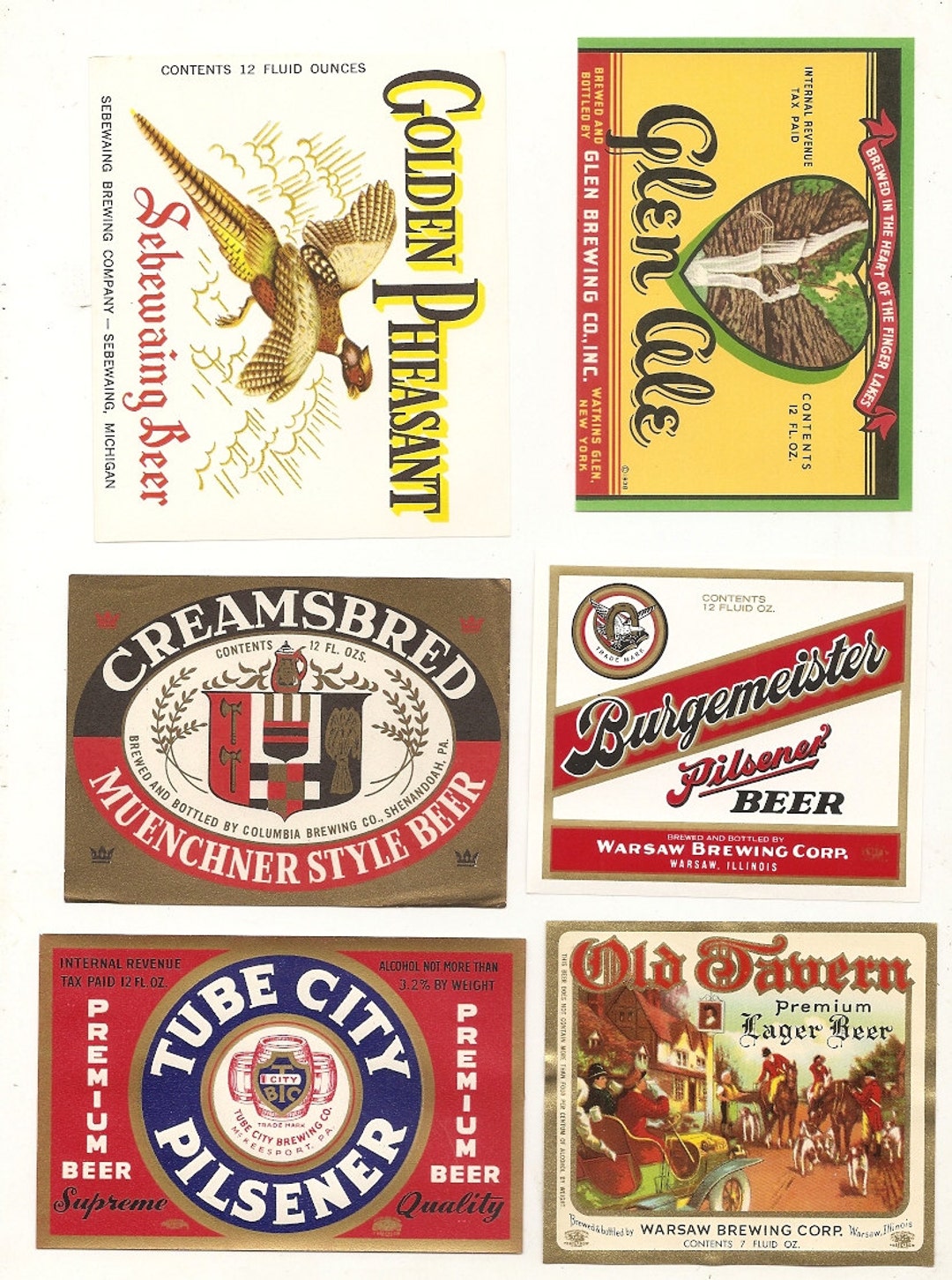 30 Different Vintage Old BEER LABELS Glen Ale, SCHOENLING ,tube City ...