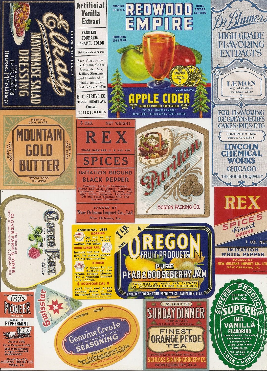 242 VINTAGE PRODUCT Labels , Tuna, Olives , Spices, Soda, Beer, Tobacco ...