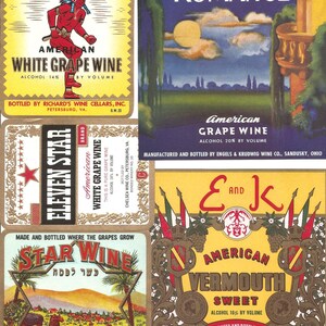 39 Old 1940's Plus WINE Labels.all U.s.,virginia,ohio,ca.,n.y. Etc ...
