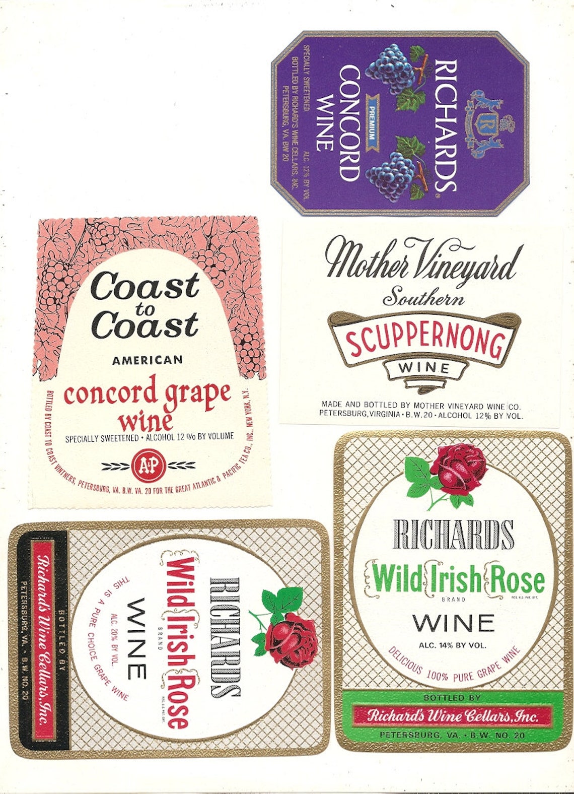49 Old 1940's Plus WINE Labels.all U.s.virginiaohio - Etsy