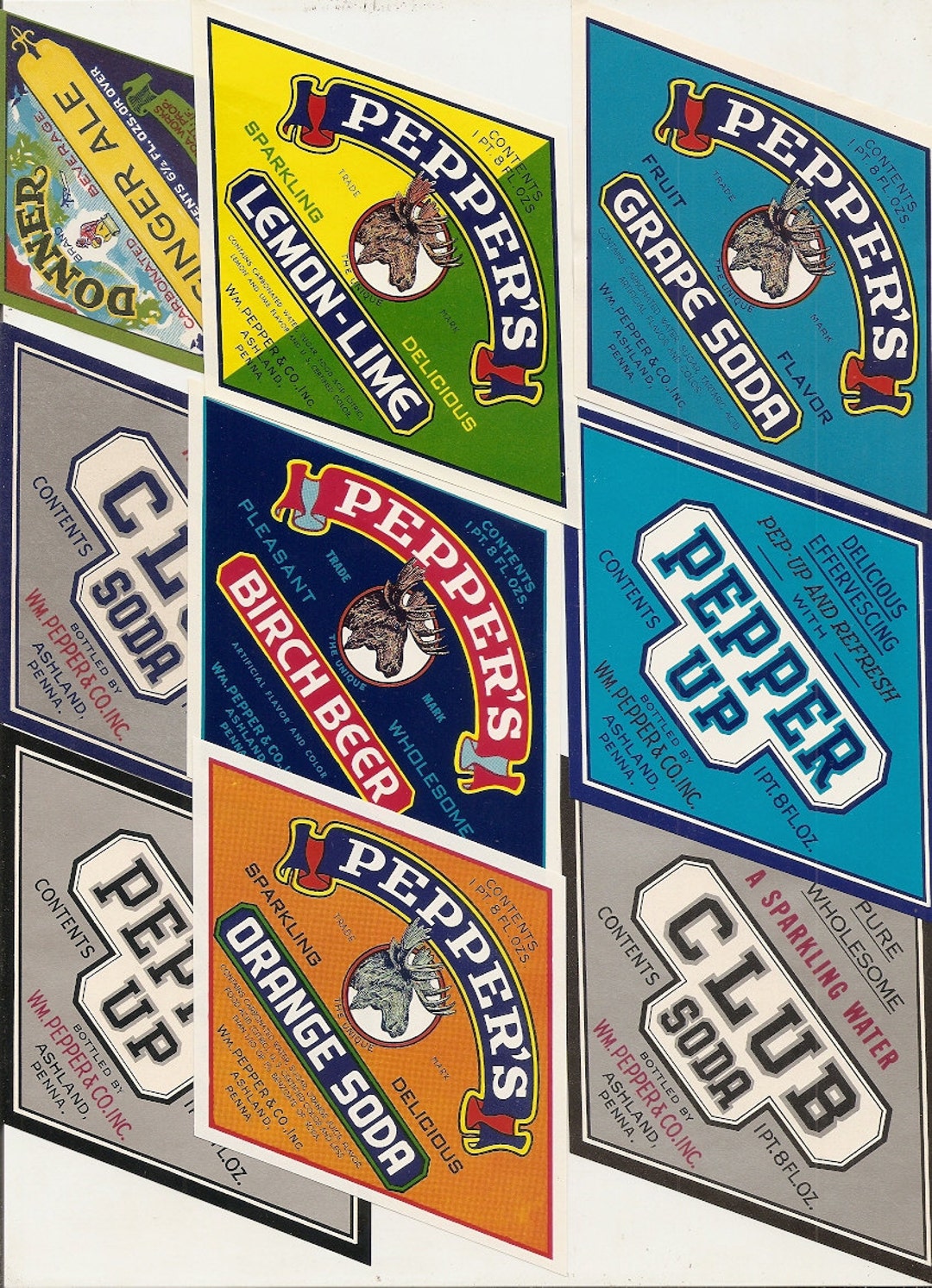 62 Old Vintage Soda Juice Etc..labels PEPPER UP , She,etc.... - Etsy