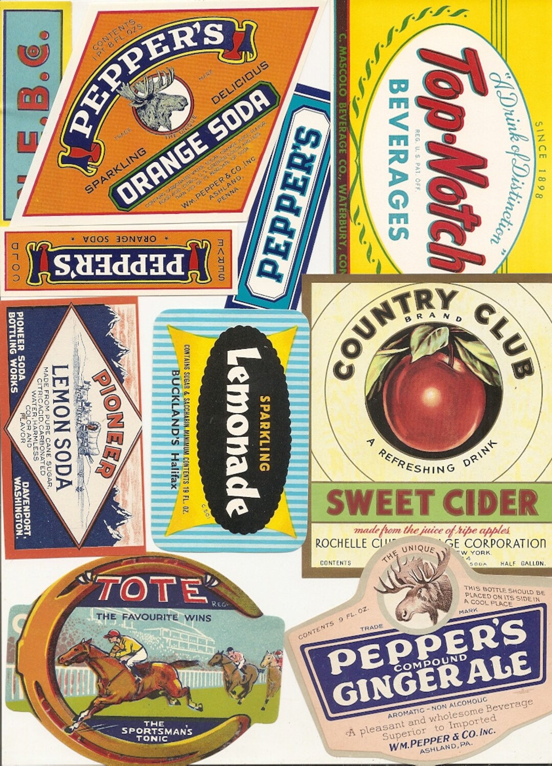 56 Old Vintage Soda Juice Etc..labels PEPPER UP , She, - Etsy