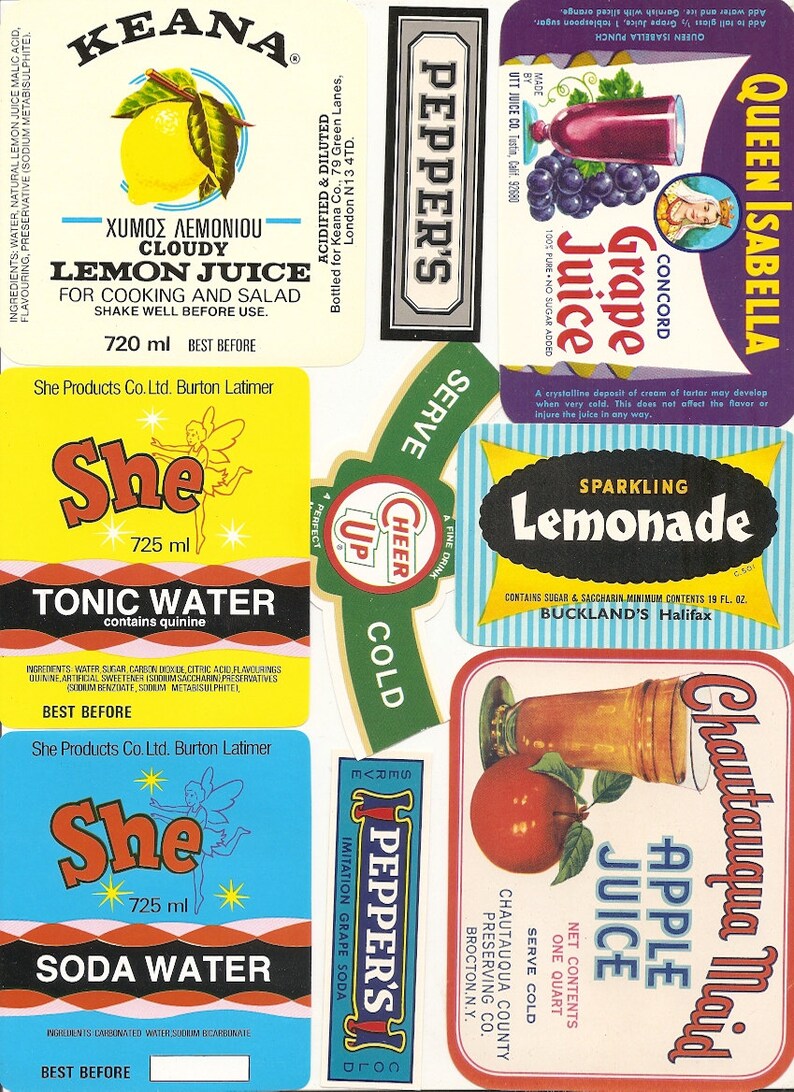 55 Old Vintage Soda Juice Etc..labels PEPPER UP , She, - Etsy