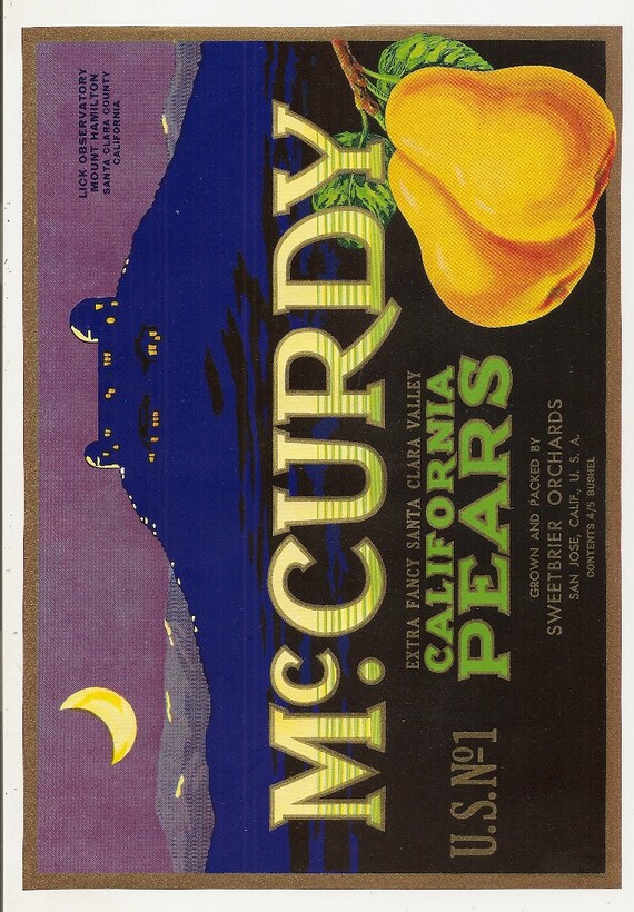 10 Different Old Vintage PEARS CRATE LABELS Ukiah Casan | Etsy