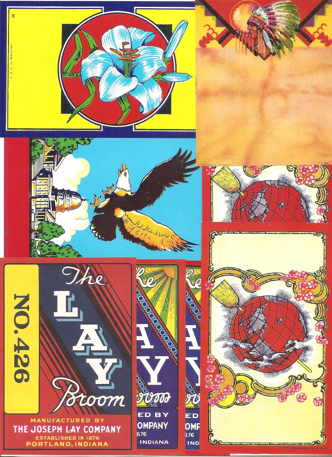 48 Old Vintage BROOM Labels - Etsy