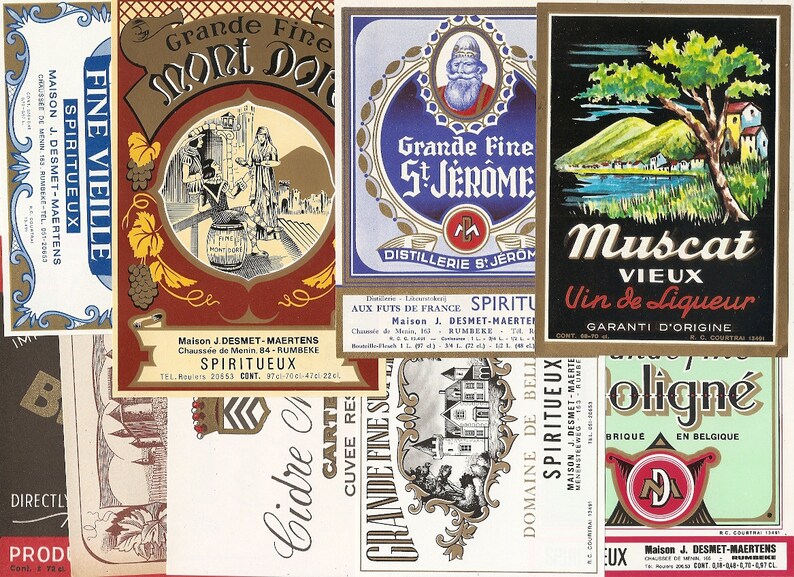 55 Different Old 1930's+ European WINE & LIQUOR LABELS. - Etsy